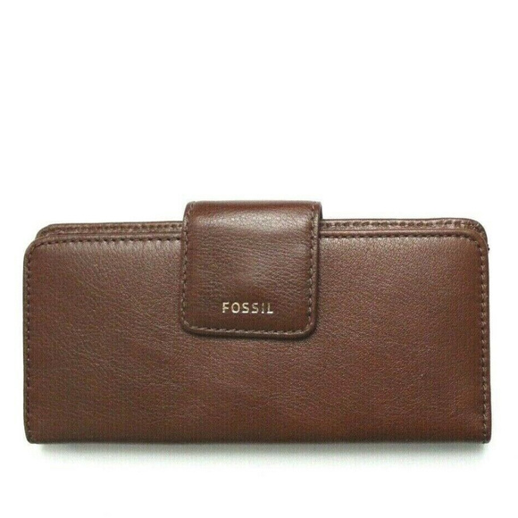 Fossil | Bags | Fossil Madison Bifold Leather Clutch Wallet Brown ...